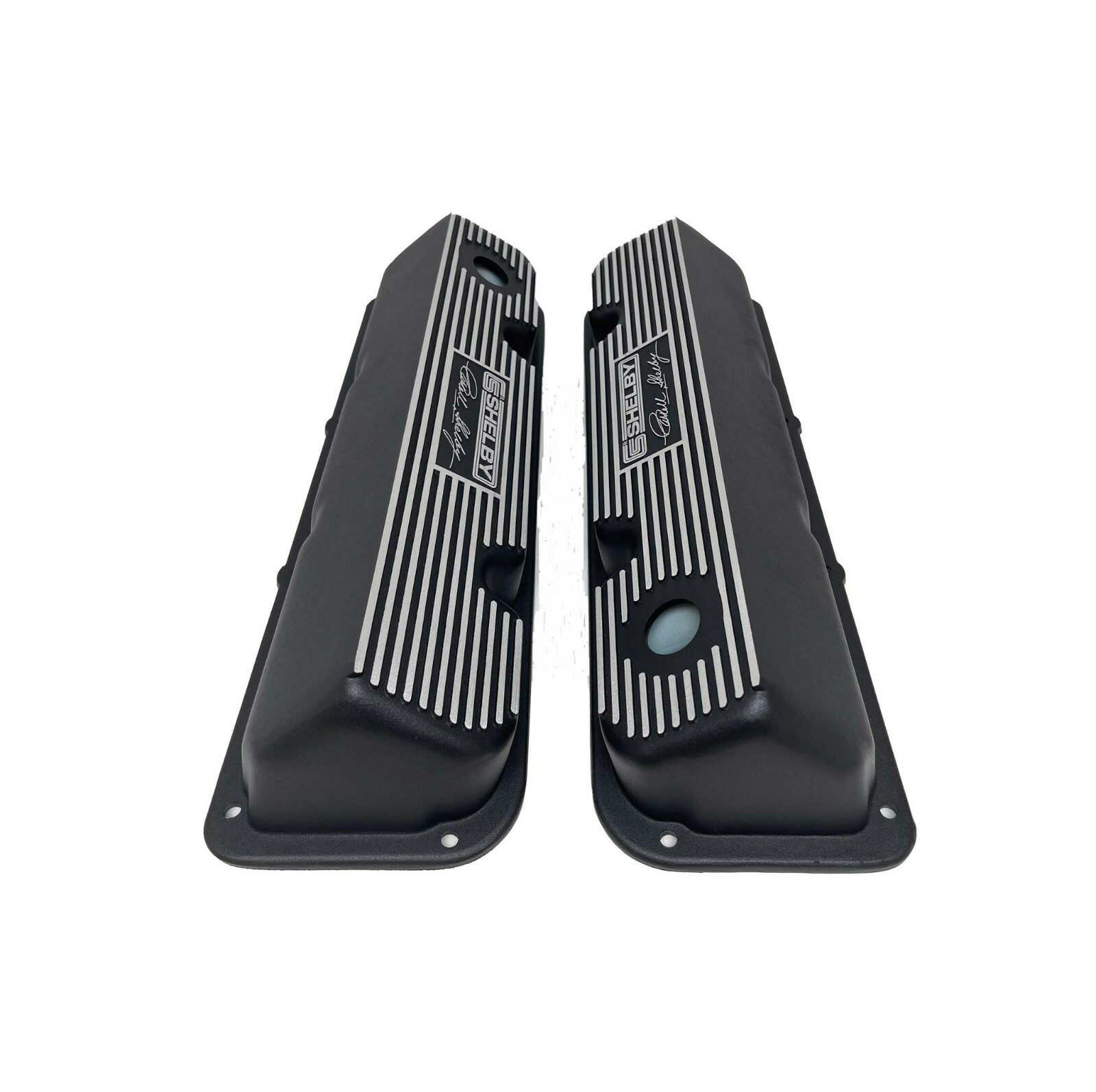Ford 351 Cleveland SHELBY Signature Finned Black Valve Covers - Ansen ...