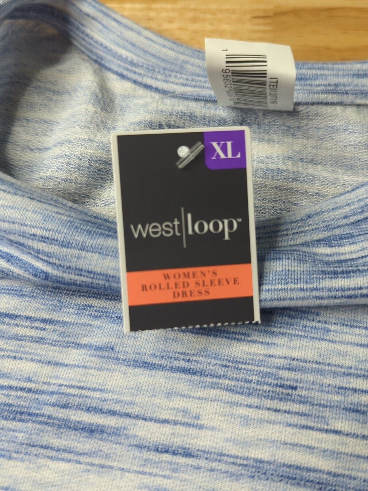 West Loop Womens Rolled Sleeve Tee Shirt Midi Dress Blue Striped XL ...