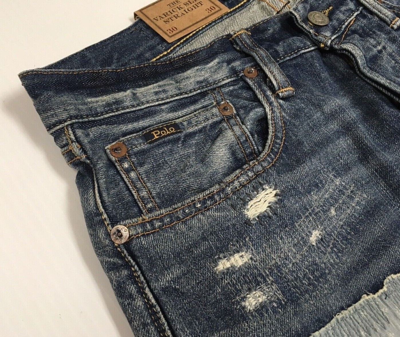 Polo Ralph Lauren Patchwork Repaired Distressed Ripped Shredded Artist ...