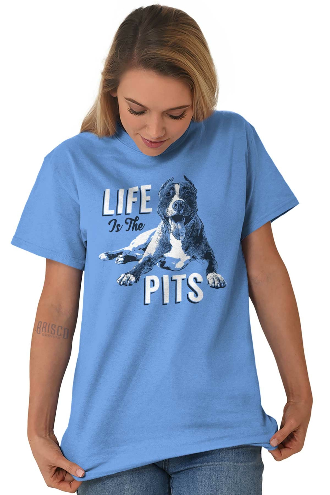 Life Is The Pits Funny Pitbull Dog Lover Womens or Mens Crewneck T ...