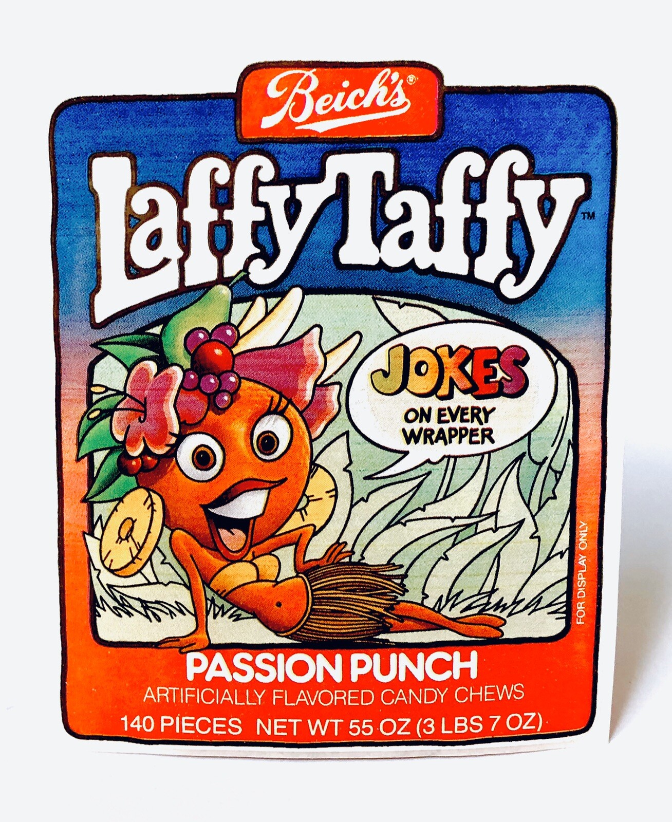 Vintage 1982 Beich’s LAFFY TAFFY Sticker Decal 5” ORIGINAL Passion ...