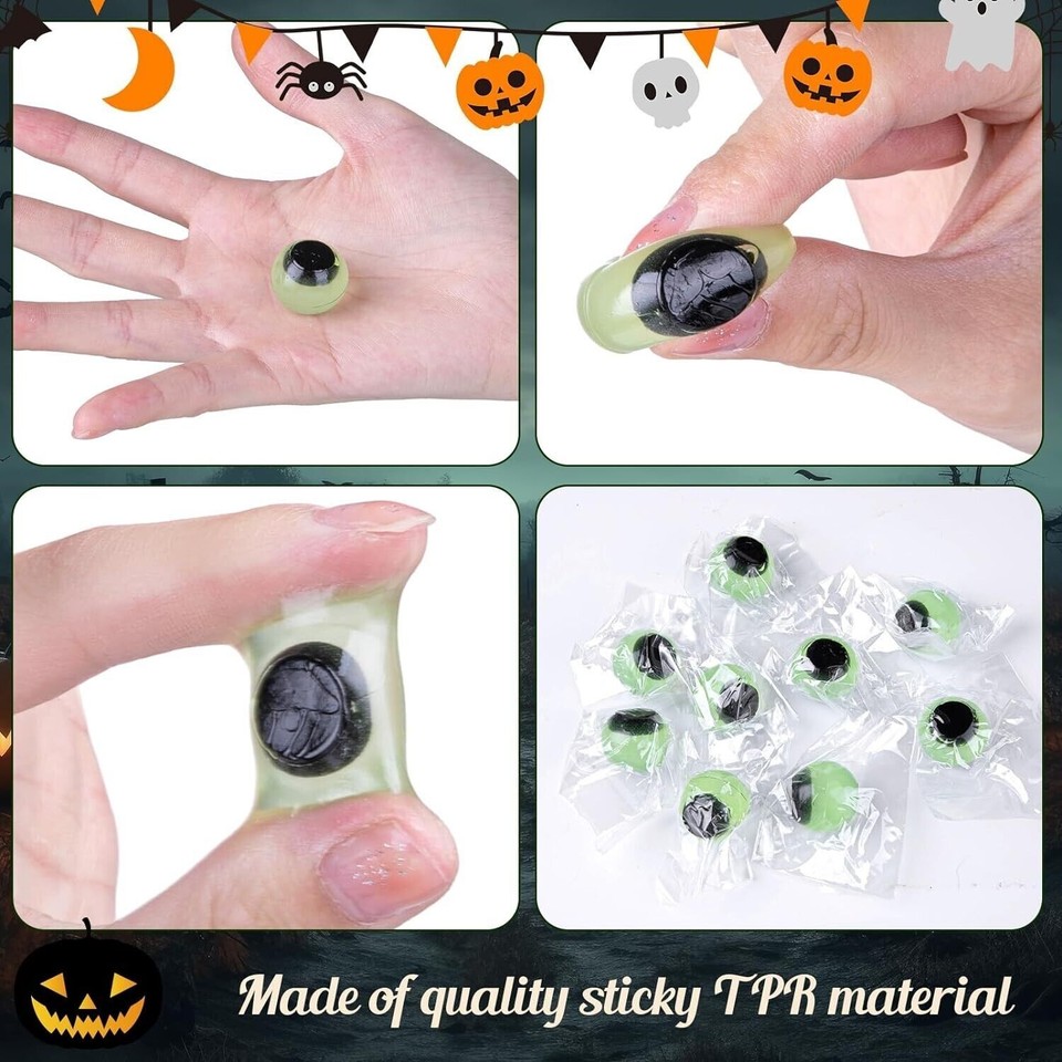 120 HALLOWEEN Party Favors Prize Pinata Glow In The Dark STICKY EYES ...