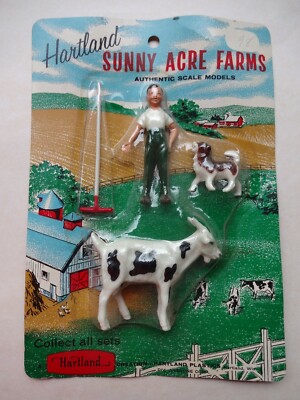 VINTAGE HARTLAND SUNNY ACRE FARMS CARDED SET #708 FARMERS SON RAKE GOAT ...