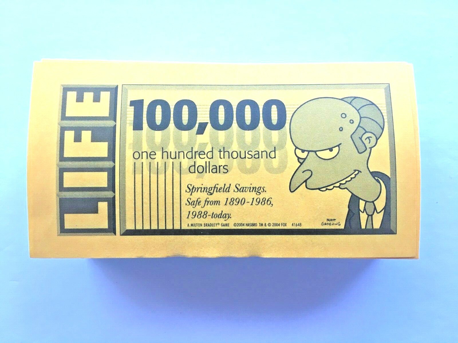 The Game of Life Simpsons Edition 2004 Money Pack Stack Of Cash Notes ...