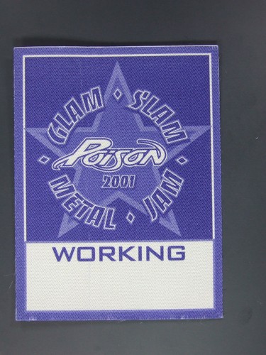 Poison 2001 Glam Slam Metal Jam Tour Working Backstage Satin Cloth Pass ...