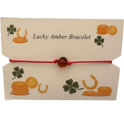 Lucky Amber Bracelet-Red String Cord with Honey Hue Amber Bead | eBay