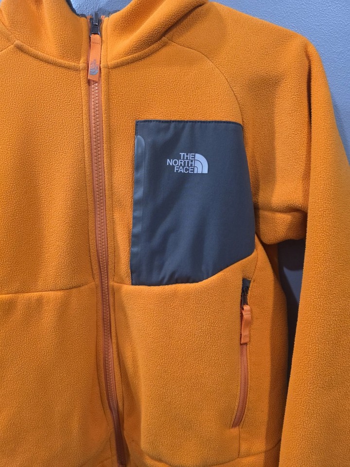 The North Face Boy's Full Zip Hooded Fleece Jacket Orange Size Medium ...