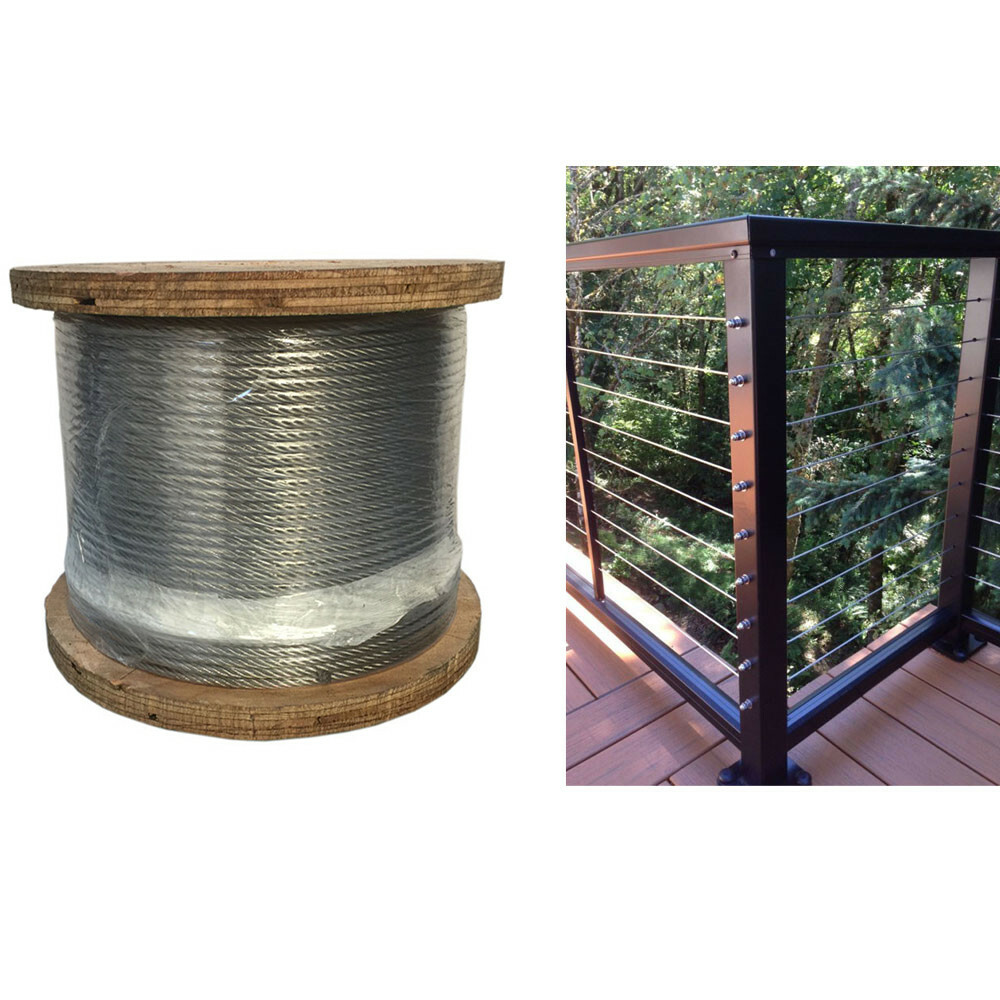 250 Ft. STAINLESS STEEL 316 1/8" 1x19 Cable Rail Railing Wire Rope ...
