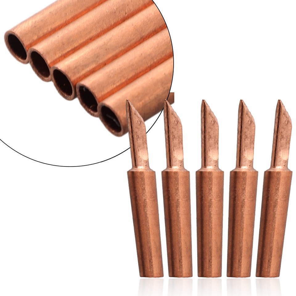 10x 900M-T Pure Copper Soldering Iron Tips Set Lead-Welding Solder Tip ...