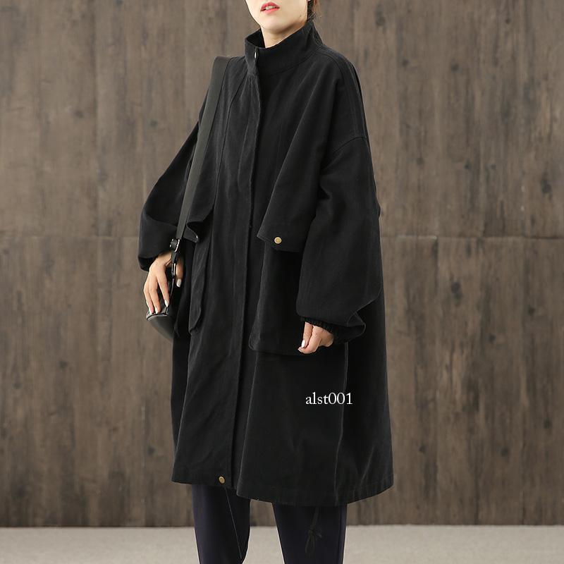 Loose Plus Size Overall Coat Women Oversize Big Pocket Mid Length ...