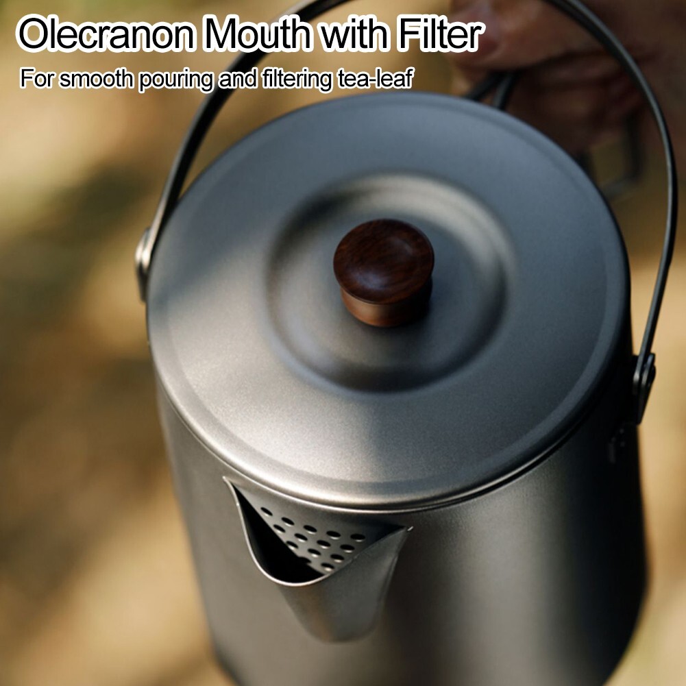 1 Pack 1.5L Titanium Coffee Kettle Camping Tea Pot Outdoor Hanging ...