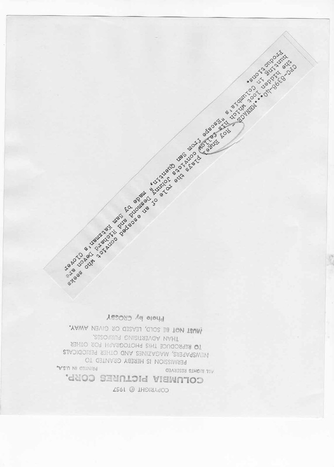 o23633 1957 orig photo Roy Engel portrait film Escape from San Quentin ...