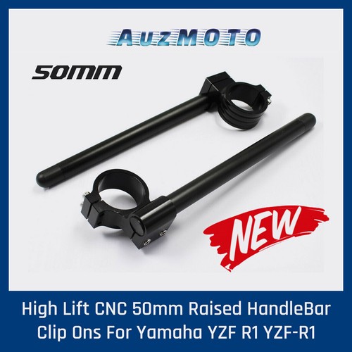 High Lift CNC 50mm Raised HandleBar Clip Ons For Yamaha YZF R1 YZF-R1 ...