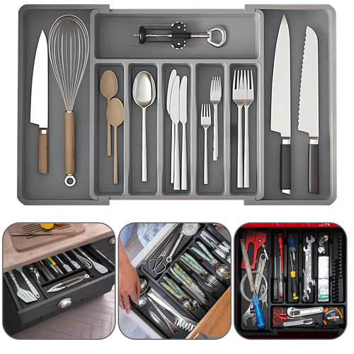 Cutlery Drawer Organiser Extendable Utensil Tray Adjustable Kitchen ...
