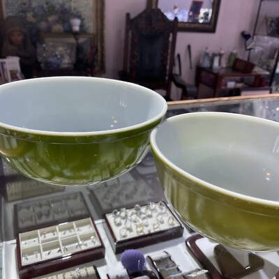 Vintage Pyrex Mixing Green Bowls 404 403 4 Qt 2.5 Qt Set Of 2 | eBay