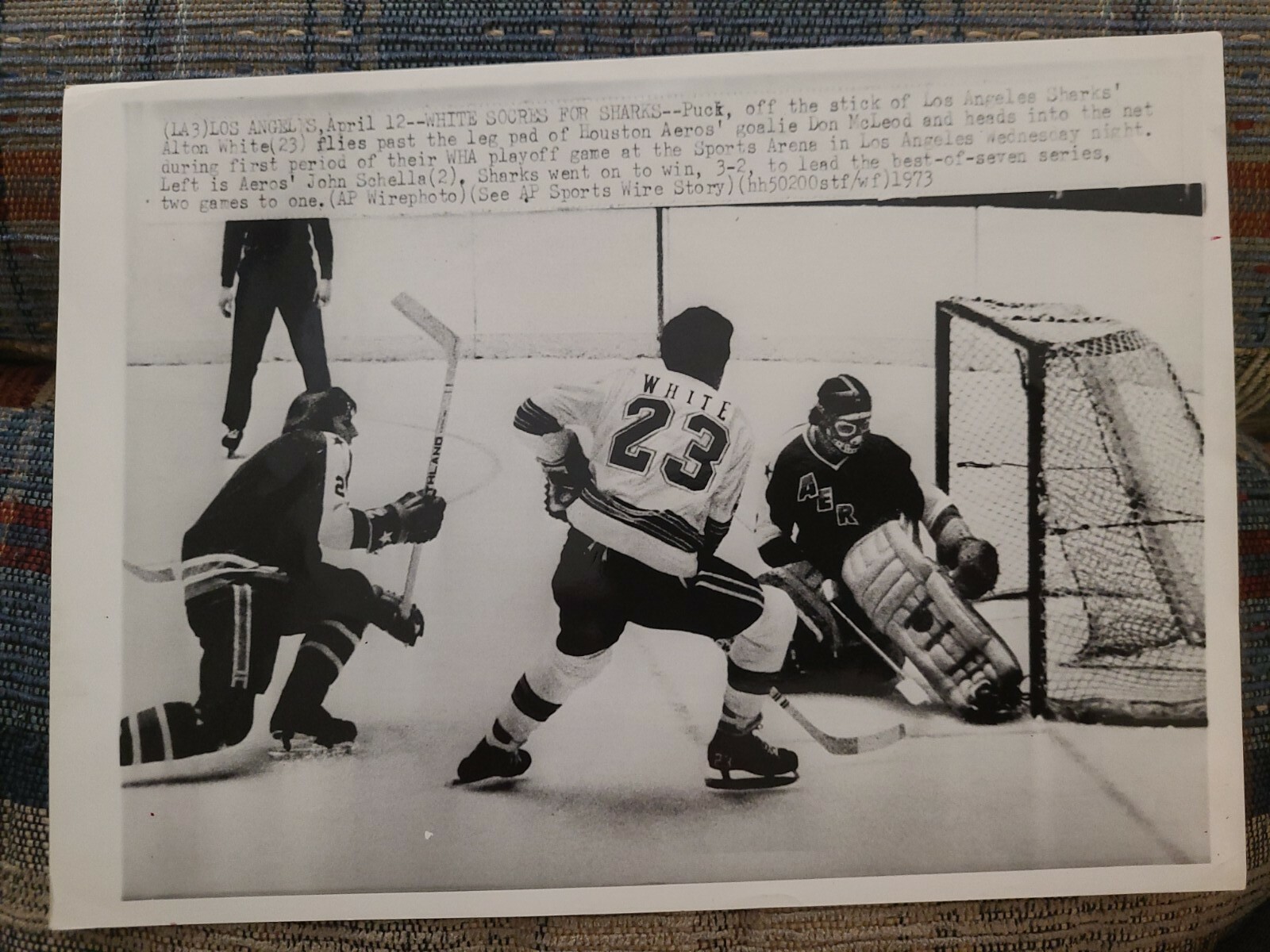 1973 DON MCLEOD WHA HOCKEY PHOTO GOALIE MASK NEGRO NHL LOS ANGELES ...