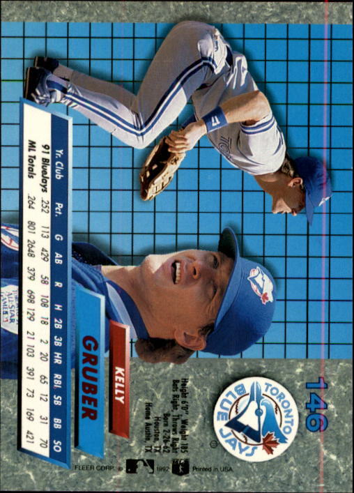 1992 Ultra Toronto Blue Jays Baseball Card #146 Kelly Gruber | eBay