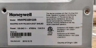 Honeywell MaxPro HNMPE32B122S 32-Channel NVR server 12TB Storage (6x2 ...