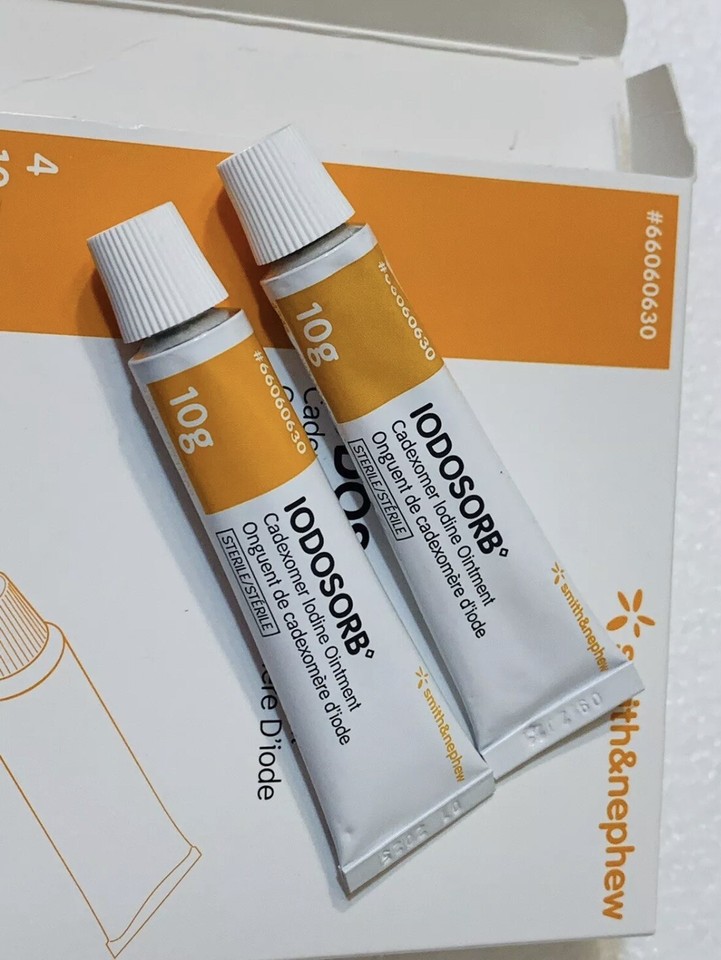 2 X IODOSORB Smith&Nephew Cadexomer Iodine Gel Wound Dressing 10g .35oz ...