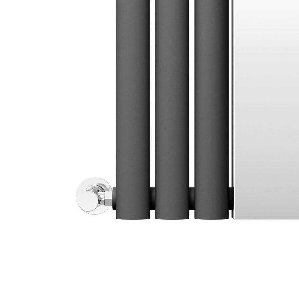 Designer Vertical Radiator Mirror Oval Column Panel White Anthracite ...