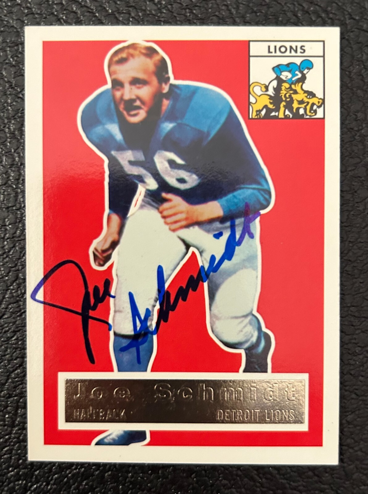 Joe Schmidt AUTOGRAPHED signed TOPPS ARCHIVES card # 44 Detroit Lions ...
