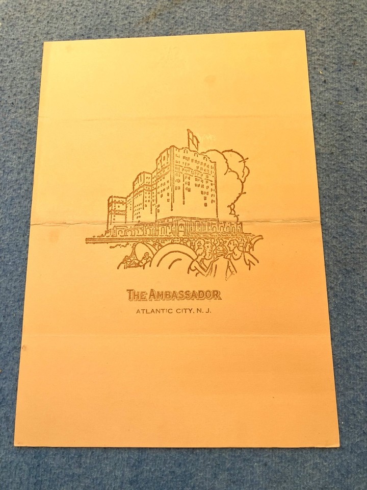 Menu THE AMBASSADOR atlantic city NJ italian garden | eBay