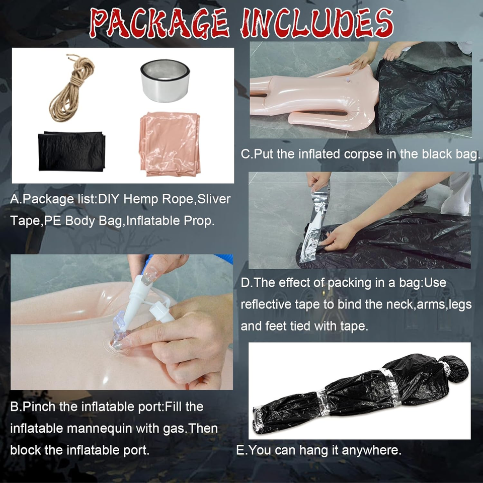 2Pack 60 Inch Hanging Corpse Dead Props Halloween Decorations,Scary ...