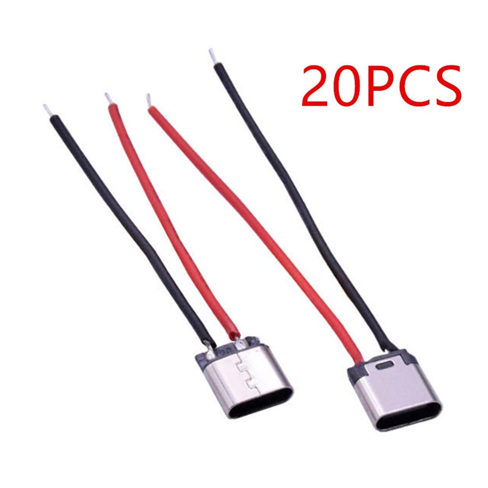 20Pcs USB Type-C 2Pin Welding Wire Female Connector Cable Female Port ...