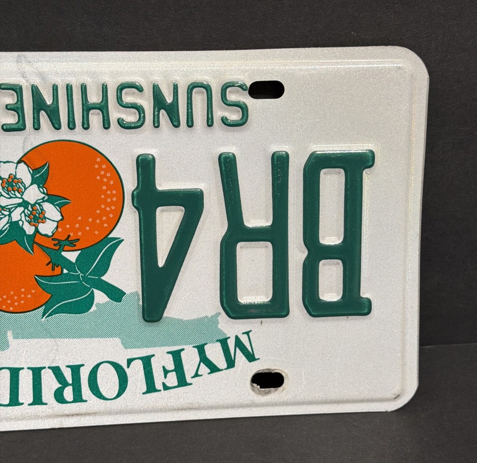 FLORIDA PERMANENT LICENSE PLATE BR4 🍊 0RA — SUNSHINE STATE | eBay