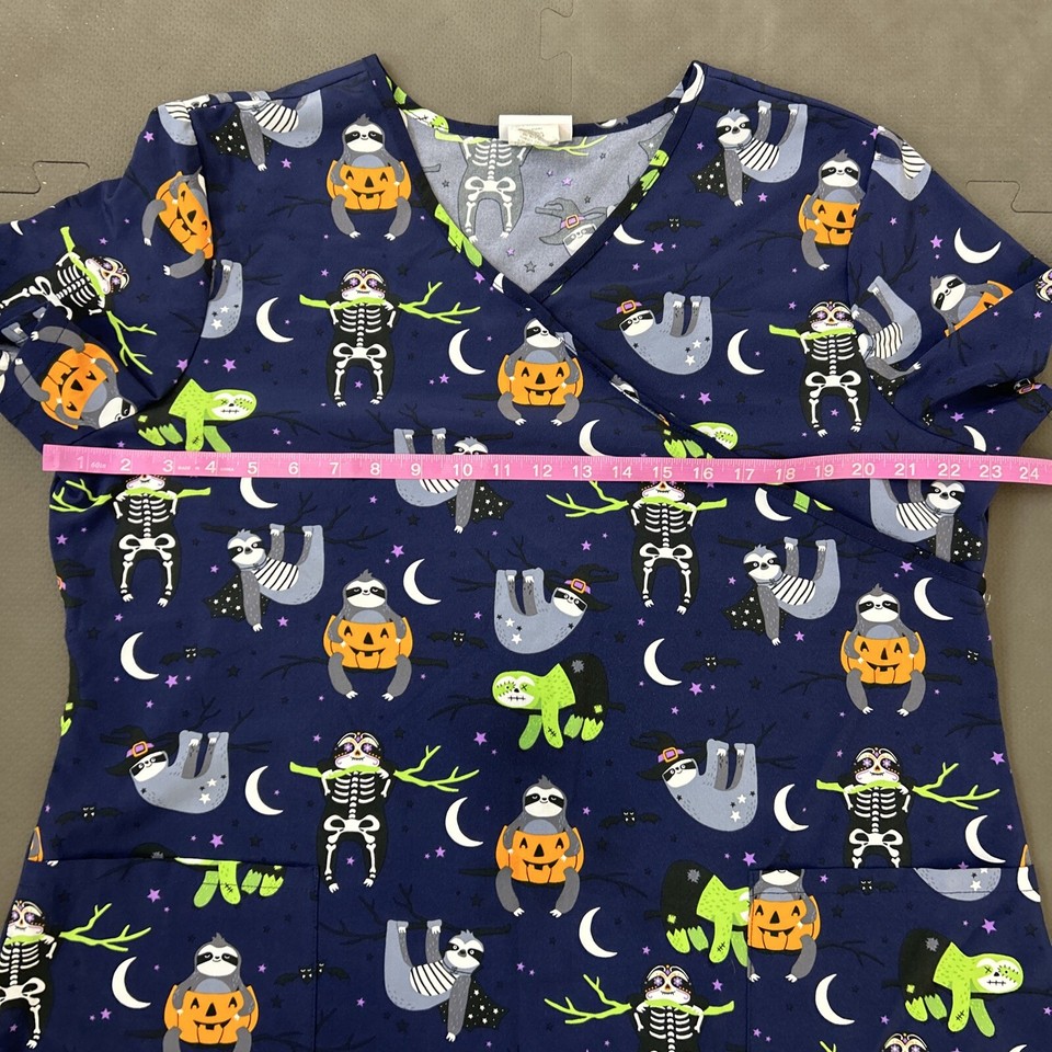 Lots of 3 XL Halloween Scrub Tops Disney Villains Maleficent Sloths ...