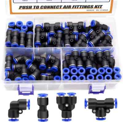 60pcs Quick Connect Air Hose Fittings Pneumatic Push to Connect ...