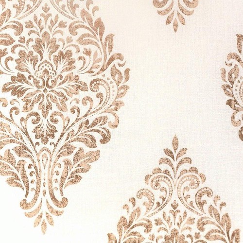 FD25045 - Tempus Damask Floral Motif White Copper Fine Decor Wallpaper ...