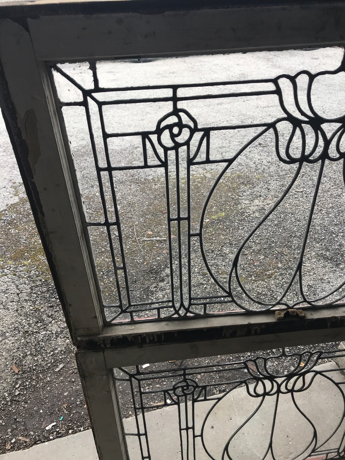MK 42 available price separate Antique leaded glass Flower Window 23.5 ...