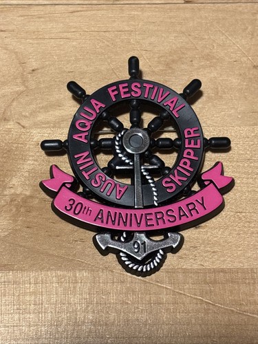 Vintage '91 AUSTIN AQUA FESTIVAL SKIPPER Pin 30yr Anniversary Aquafest ...