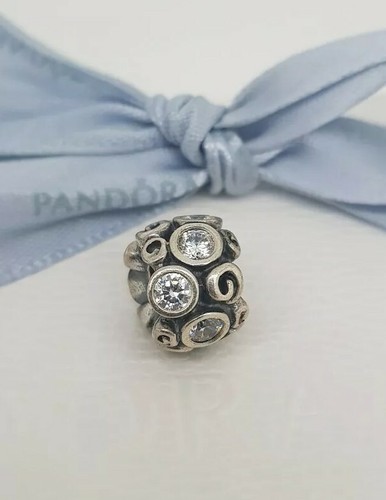 Authentic Pandora Spot & Swirl Charm Clear Primrose Path Bead 790330CZ ...