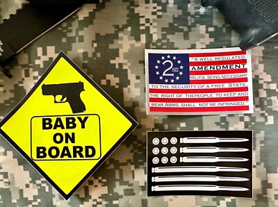 2nd Amendment Decals...Gun.. Military..Patriotic..Flag.. Stickers .. (6 ...