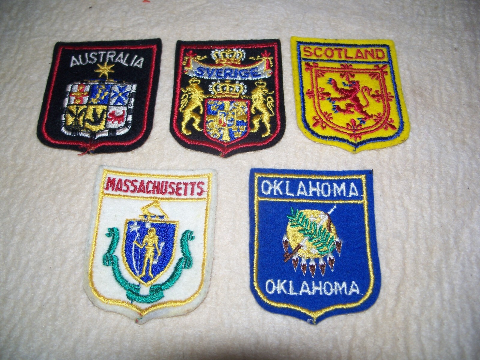 Vintage Sew on Souvenir Patches, 5 Patches, 2 x 2 1/2 " Size, New ...