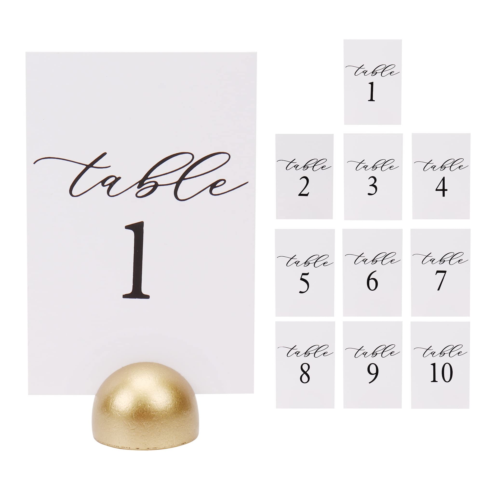 Modern Cursive Table Number Card Stock Signs with Round Stand for ...