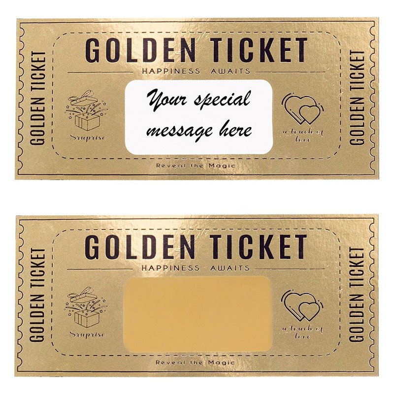 1Set Deluxe Golden Ticket Surprise Scratch Off Card Surprise Gift ...