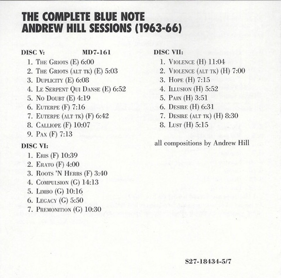 Andrew Hill The Complete Blue Note Andrew Hill Sessions 7 CD Box MOSAIC ...