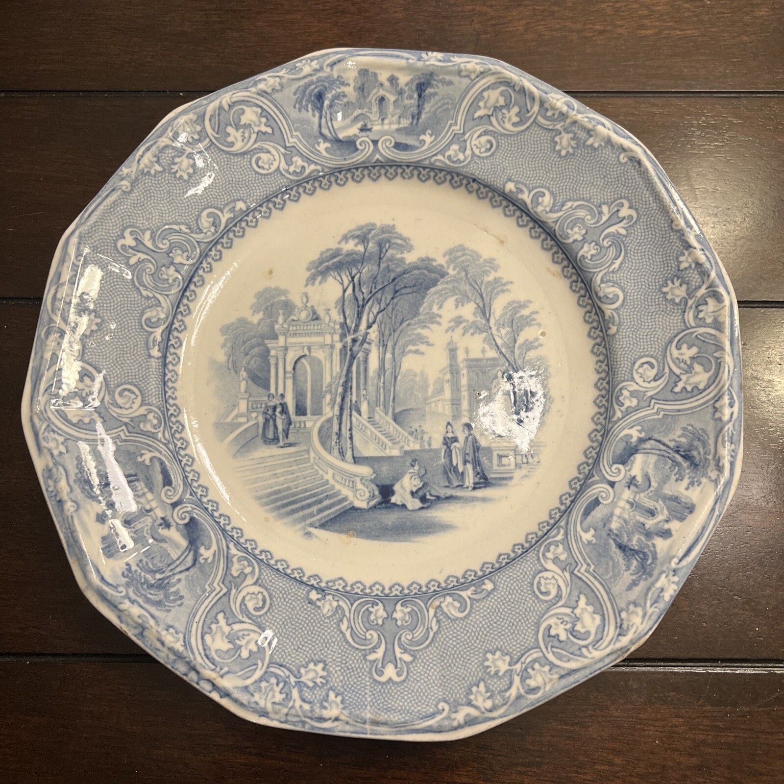 Antique W & GH Blue and White Ironesone Plate, Patras Pattern ...