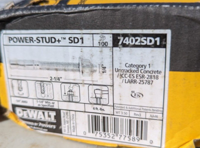 Dewalt Power Stud SD1 2 1/4" x 1/4" 7402SD1 Box of 100 (RB4C) | eBay