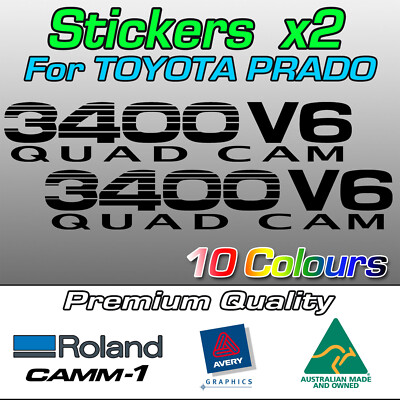 3400V6 stickers decals x2 for Toyota Prado *DUAL LAYER avail for ...