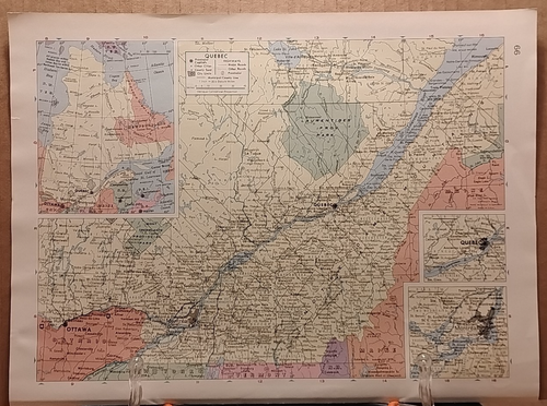 1961 Vintage QUEBEC Authentic Old Atlas Map Life Pictorial Atlas of the ...