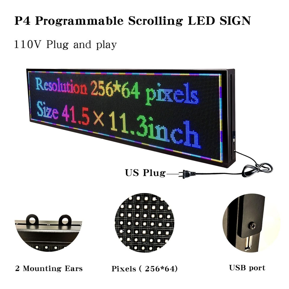 P4 Indoor Programmable Led Sign Scrolling Custom Display Message Board ...