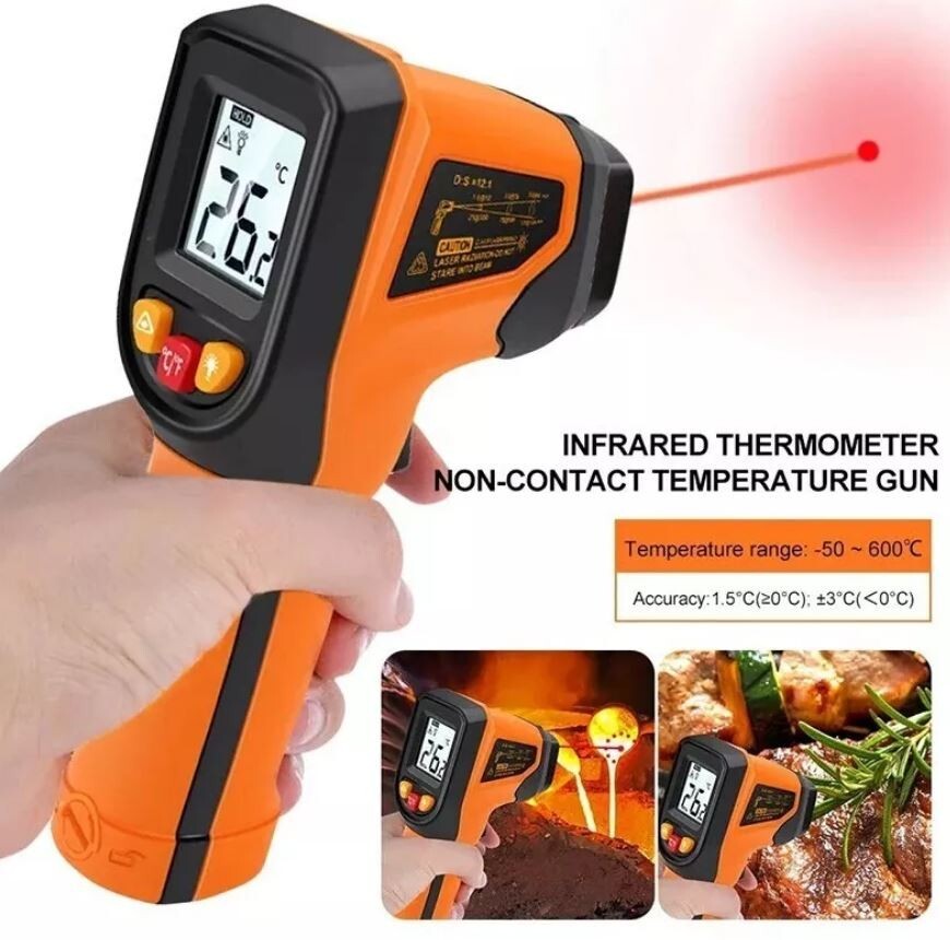 Digital Thermometer Infrared Gun IR Laser LCD Temperature Non-Contact ...
