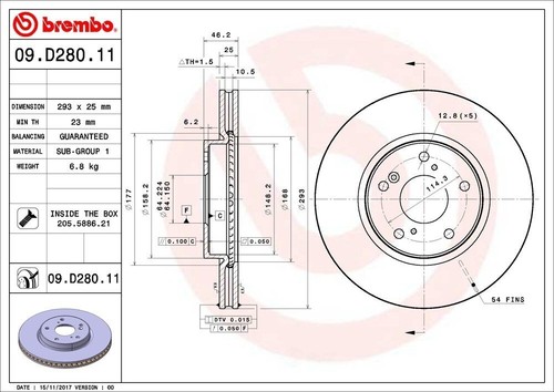 Frt Prem Brk Rotor Brembo 09.D280.11 | eBay