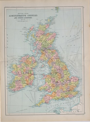 1901 CENSUS MAP BRITISH ISLES ADMINISTRATIVE COUNTIES BOROUGHS SCOTLAND ...