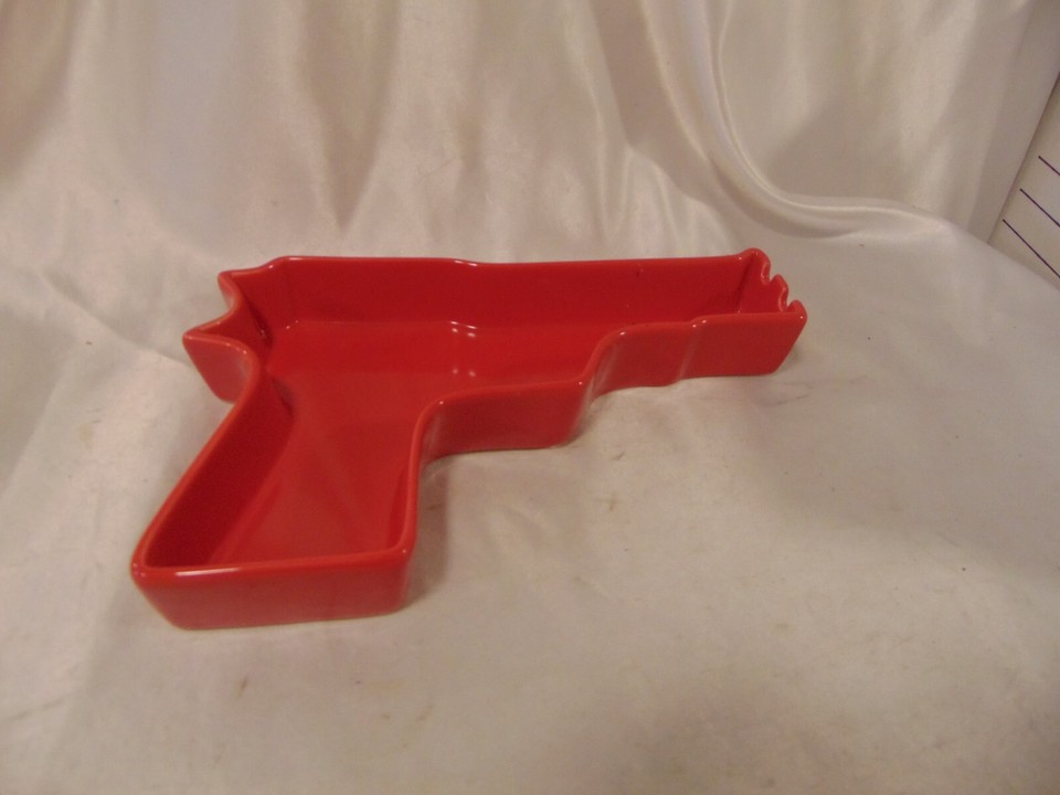 Large Red Semi-Automatic Pistol Gun Ceramic Ashtray | eBay
