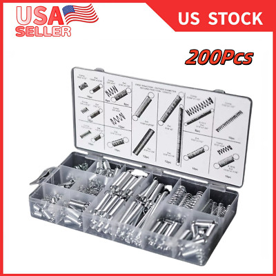 200Pcs Spring Assortment Set, Compression & Extension Metal Tension ...